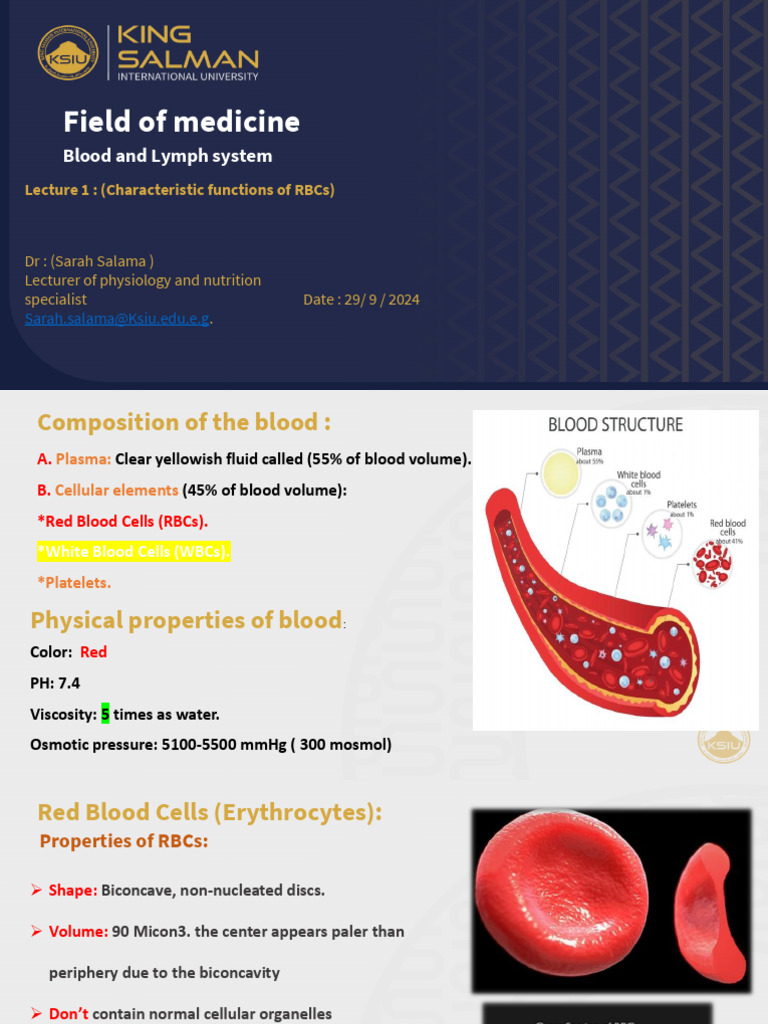 Characteristic Functions of RBCs | PDF | Red Blood Cell | Self-Improvement