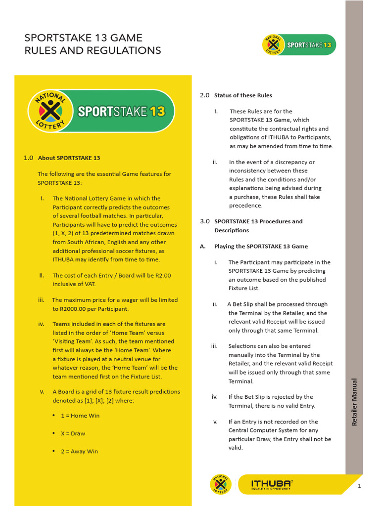 SportStake13 Rules and Regulations 1 | PDF