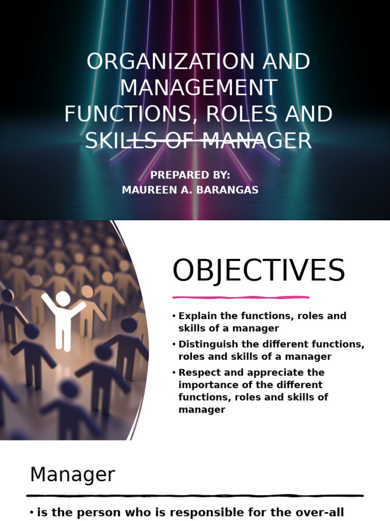 Lesson 2 Functions Role and Skills of Manager | PDF