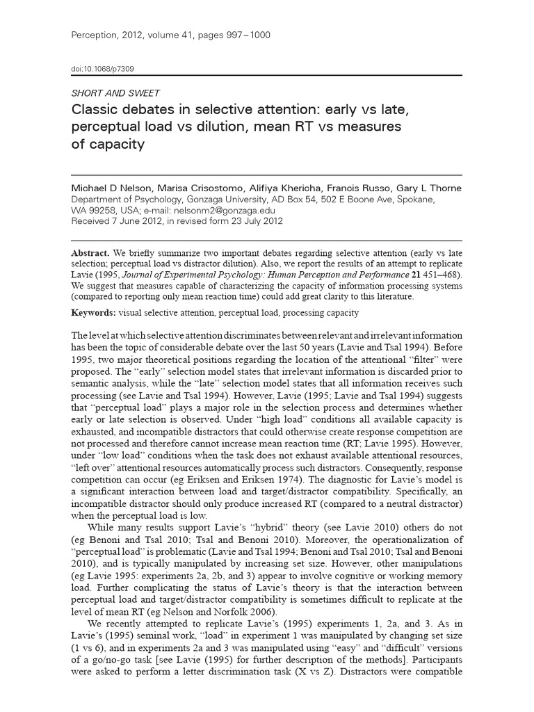 Classic Debates in Selective Attention e | PDF