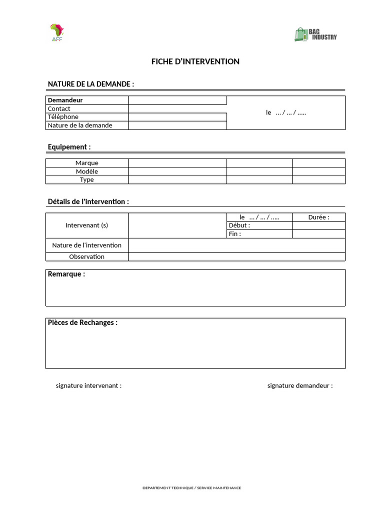 Fiche Intervention | PDF