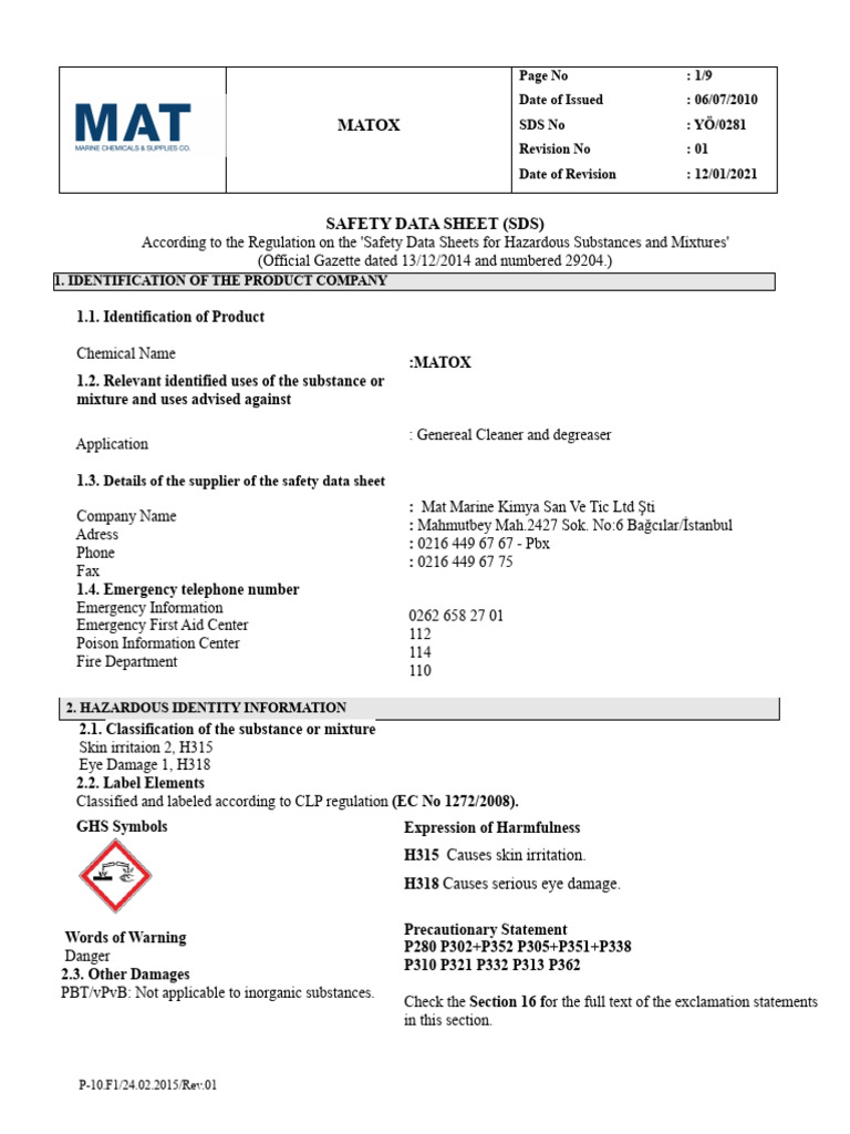 MATOX EN MSDS (2) | PDF