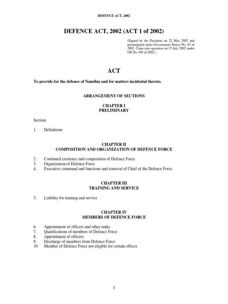 Defence Act, 2002 | PDF