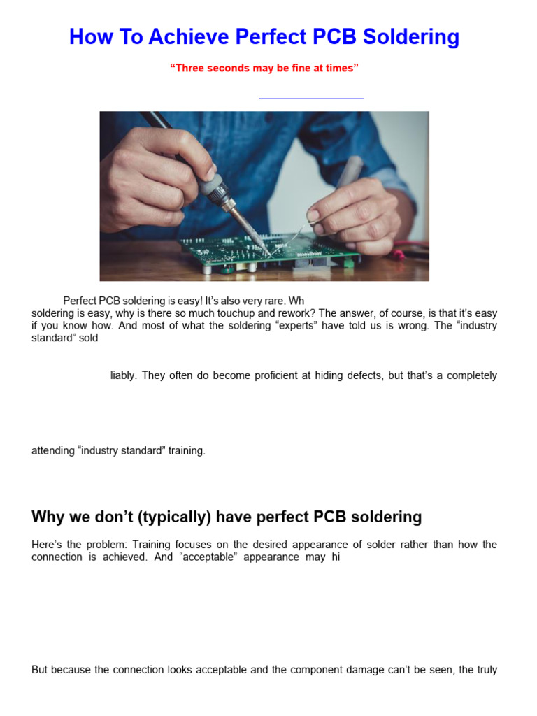 How To Achieve Perfect PCB Soldering | PDF