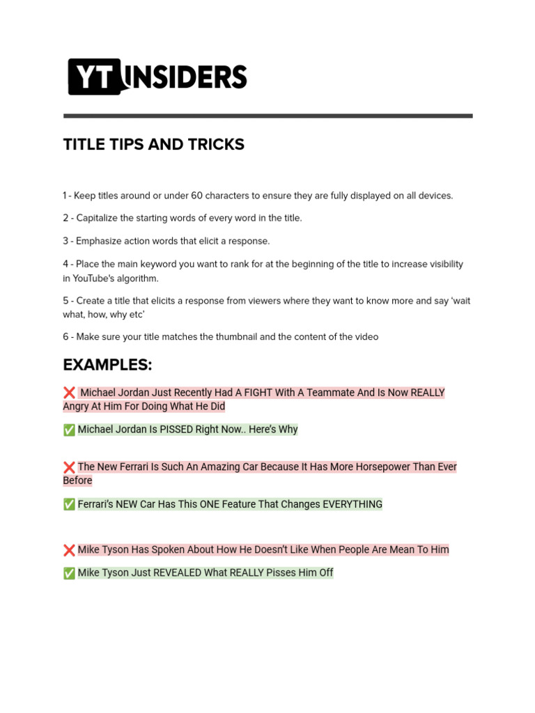 Title Tips and Tricks | PDF