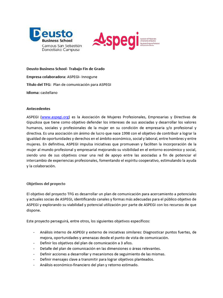 P26 -ASPEGI Innogune- Desarrollo Plan de Comunicaciขn | PDF | Negocios