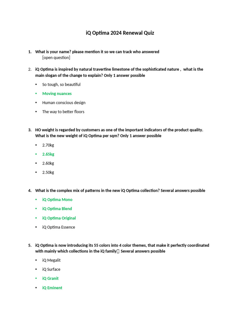 Iq Optima Renewal-Quiz-2406 | PDF