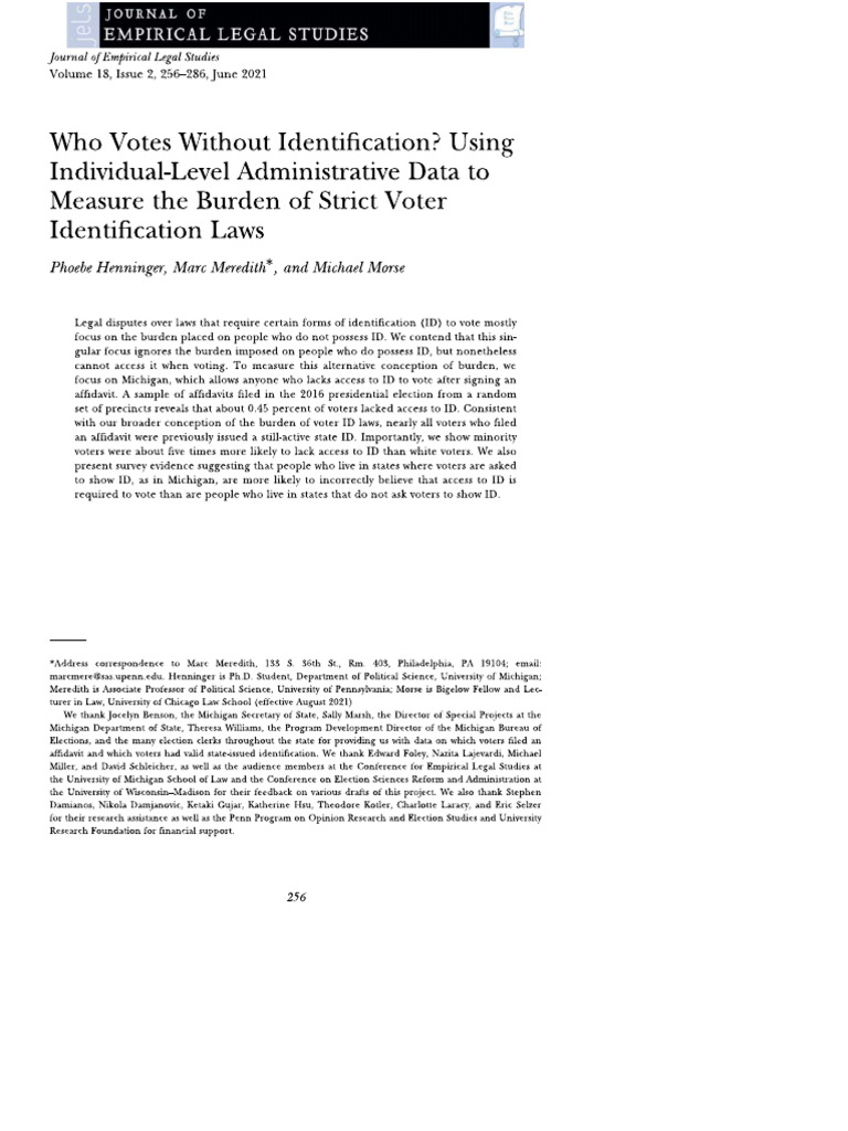 Who Votes Without Identification | PDF