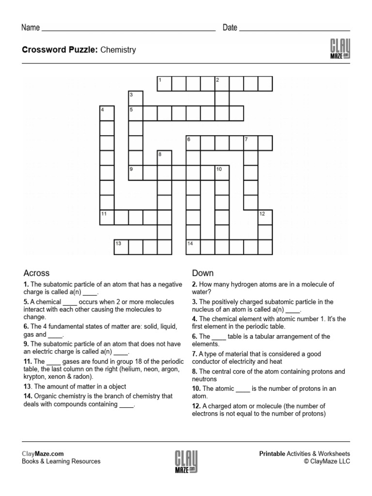 Chemistry Crossword | PDF