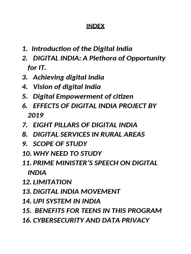 Index of My Project Digital India | PDF