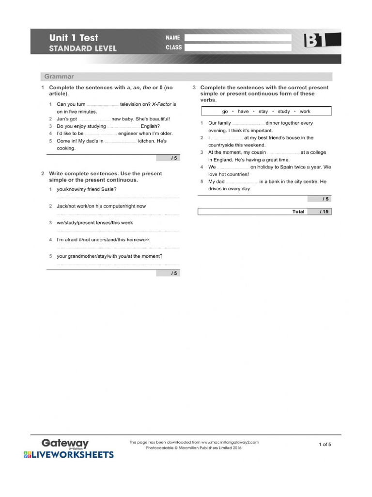 GATEWAY UNIT 1 TEST | PDF