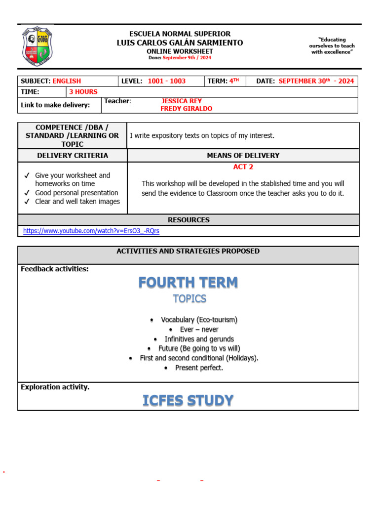 2024 1001 Eng Act 2 Icfes Study | PDF
