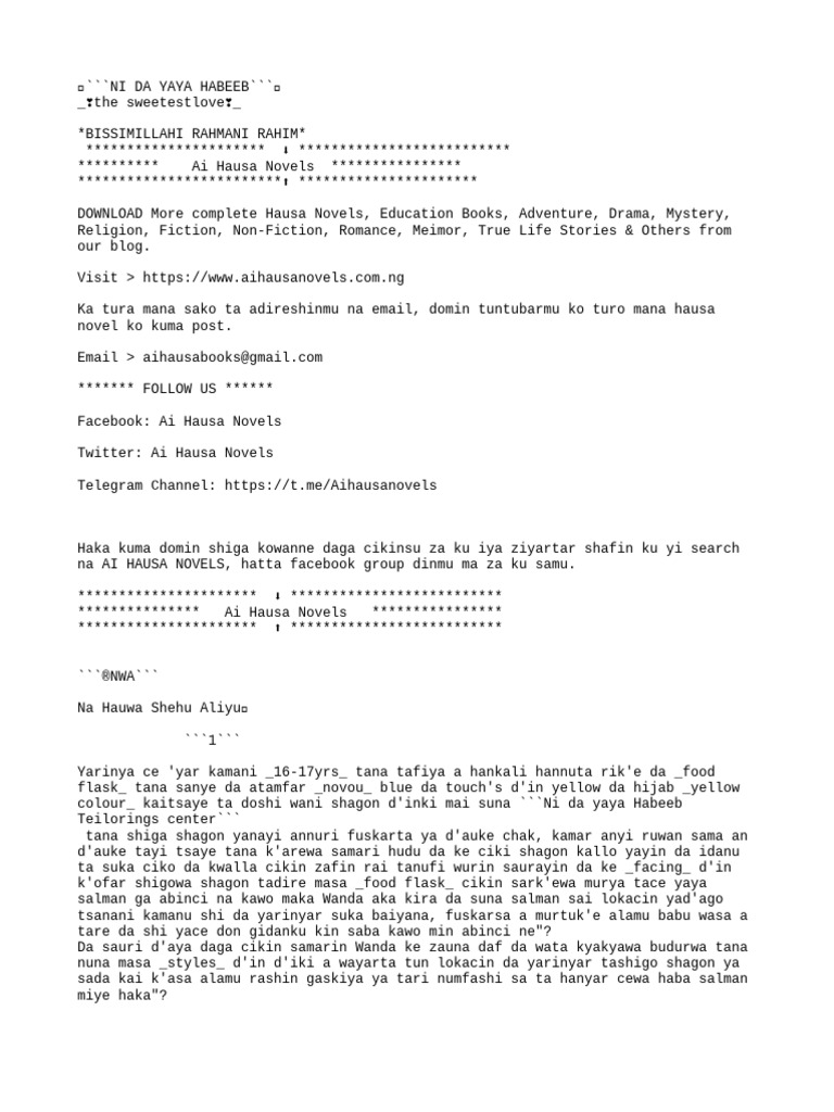 NIDA-YAYA-HABEEB by Hauwa (WWW - Aihausanovels.com - NG) | PDF | Self-Improvement