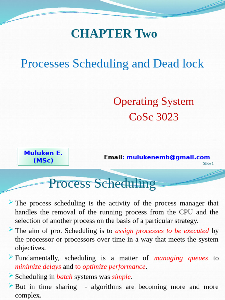 Chapter 3. Processes Scheduling and Dead Lock | PDF