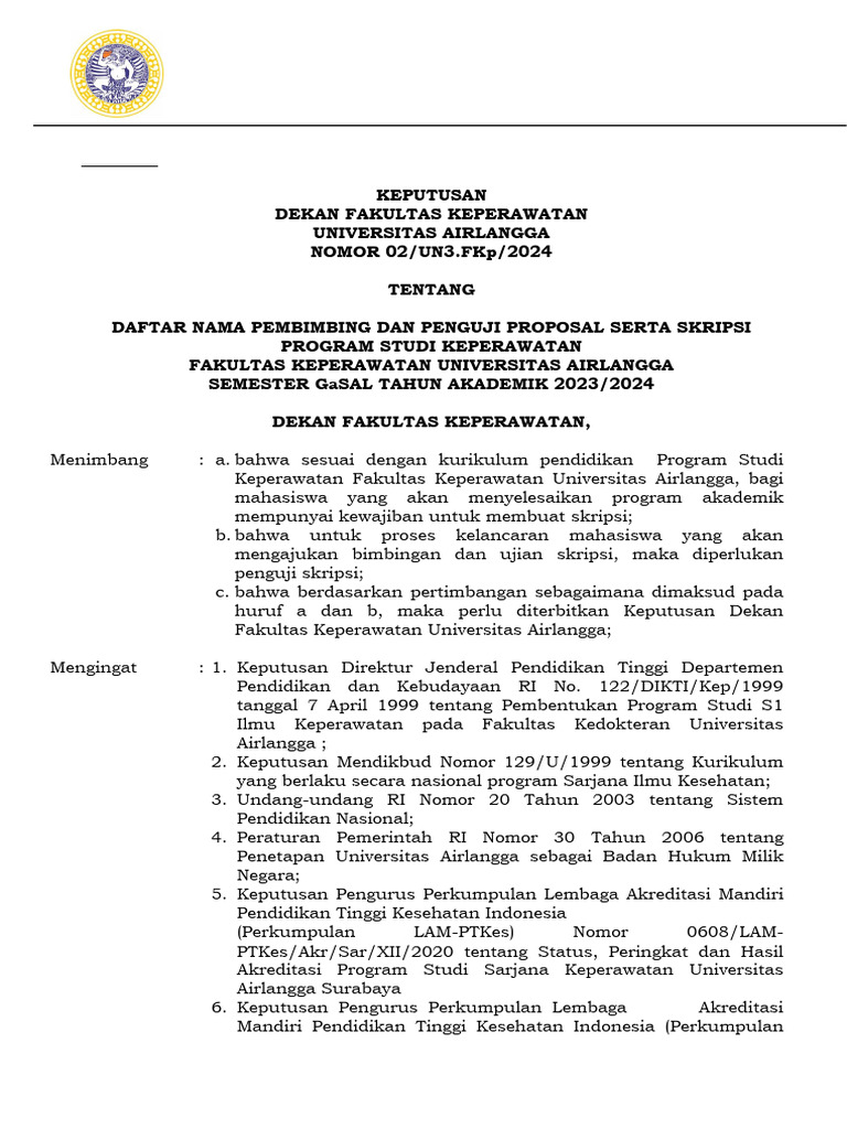 SK Salinan Gasal 2023 - 2024 - New | PDF