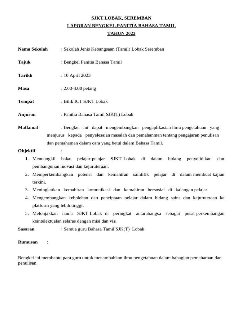 laporan bengkel bt 2020 | PDF