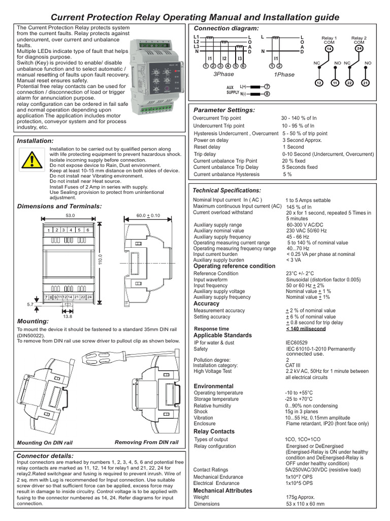 Manual Current Protection Relay RevB | PDF