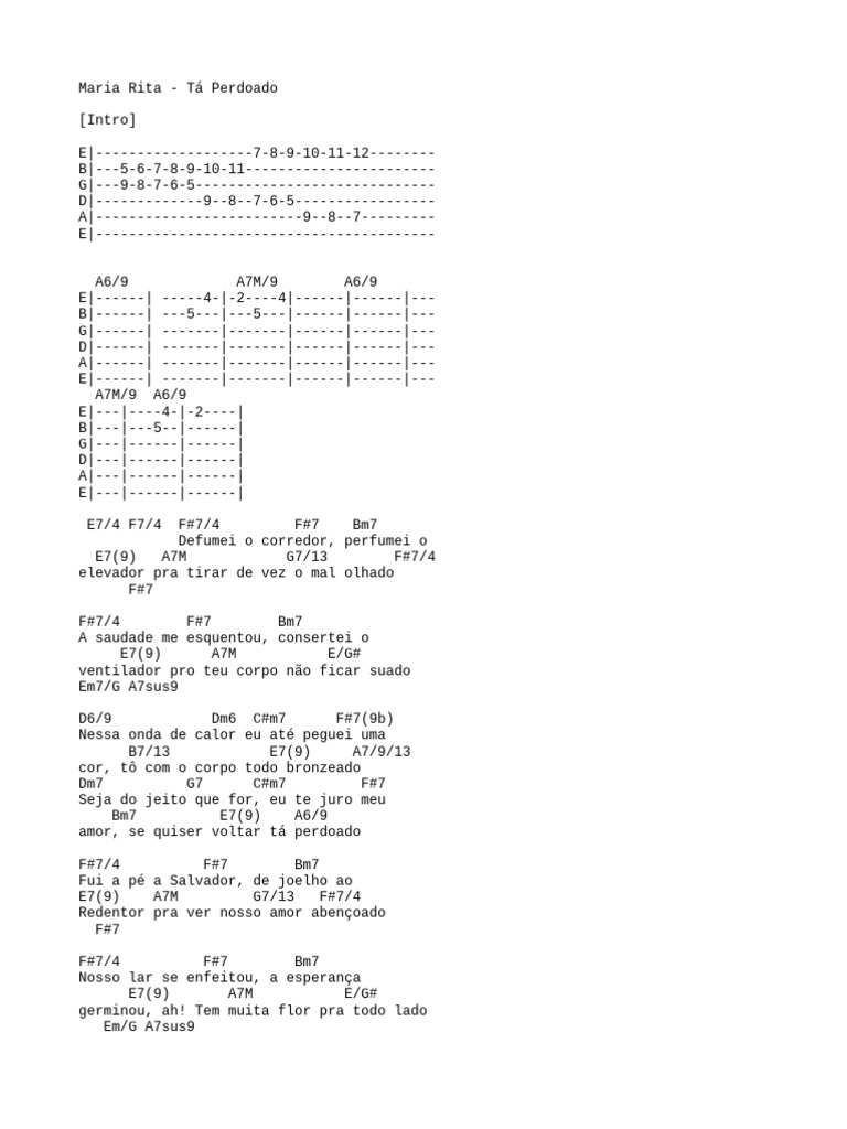 Tá Perdoado - Maria Rita | PDF