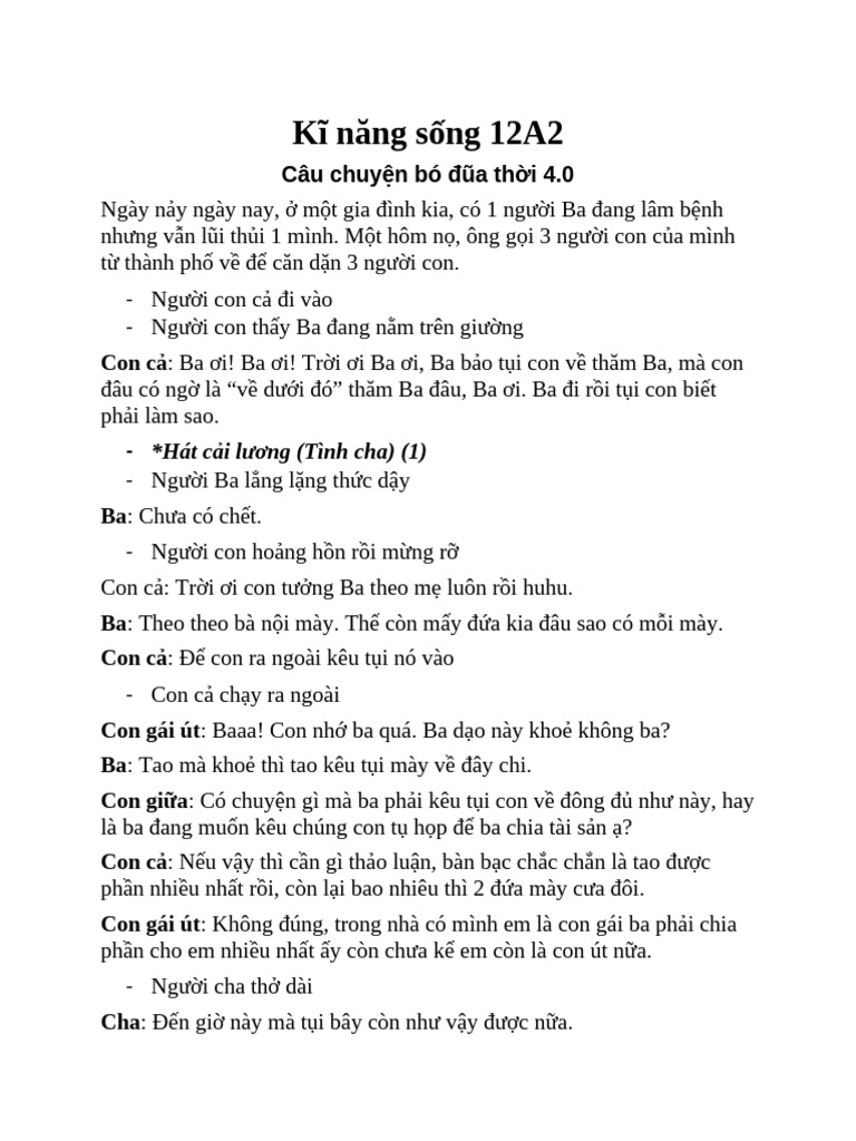 Kĩ năng sống 12A2 | PDF