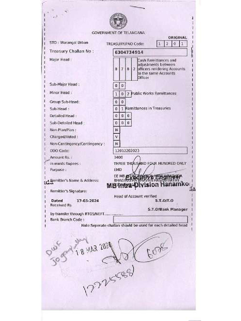 Jogampally DWF Challan - 1724752228 | PDF