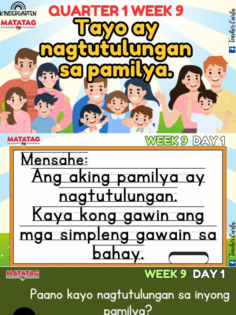 Week 9-Lessons-Kinder Matatag | PDF