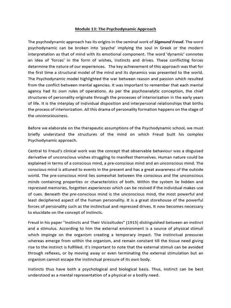 Module 13- The Psychodynamic Approach | PDF