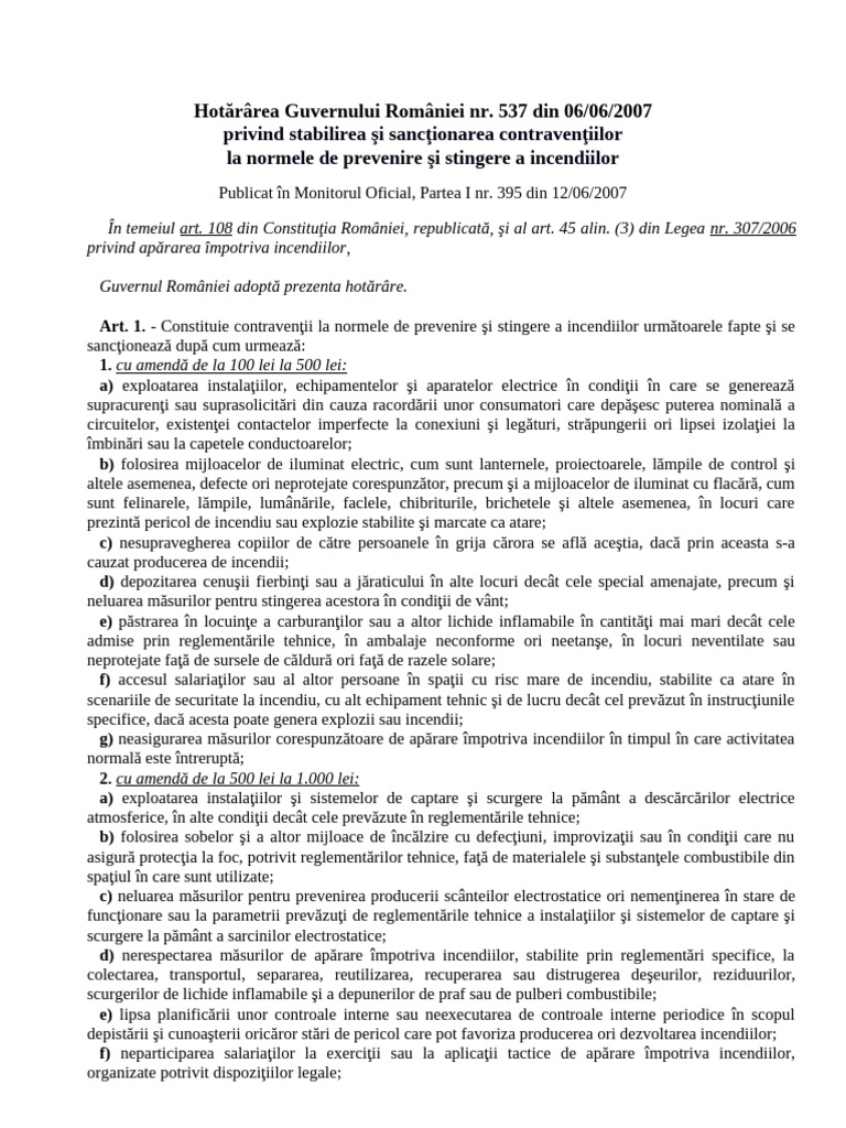 HGR 537 Sanctiuni Psi 2007 | PDF