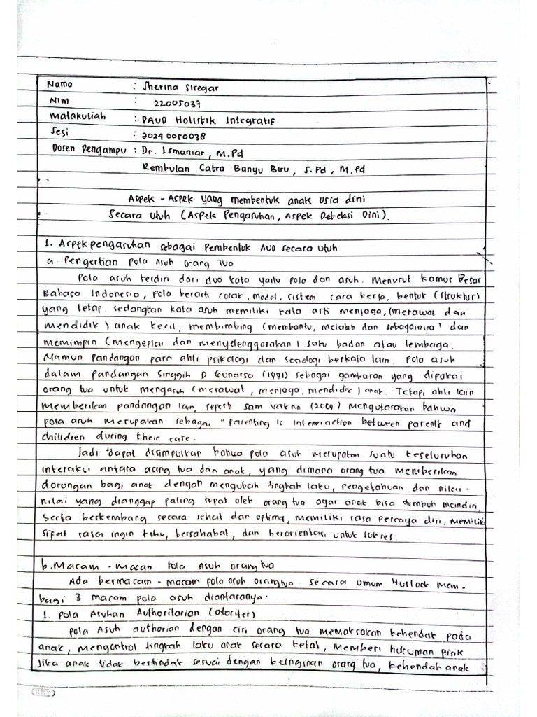 TP5 - Revisi Paud Hi - Sherina S - 22005037 | PDF