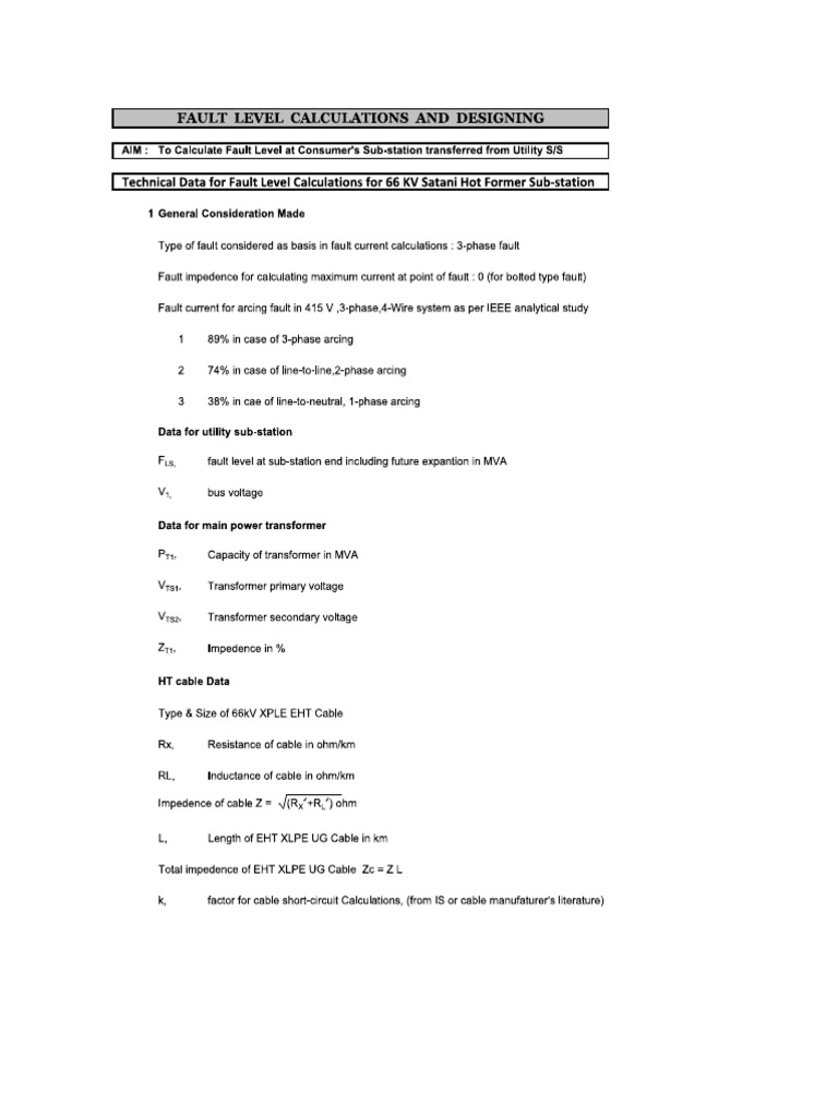 Fault Level Calculation | PDF