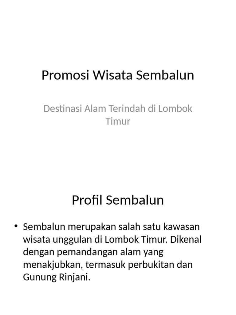 Template PPT Promosi Sembalun | PDF