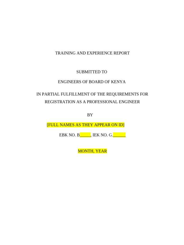 Part I - Report On Training and Experience - Template | PDF