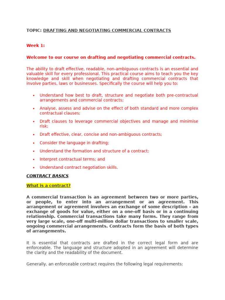 Drafting and Negotiating Commercial Contracts | PDF