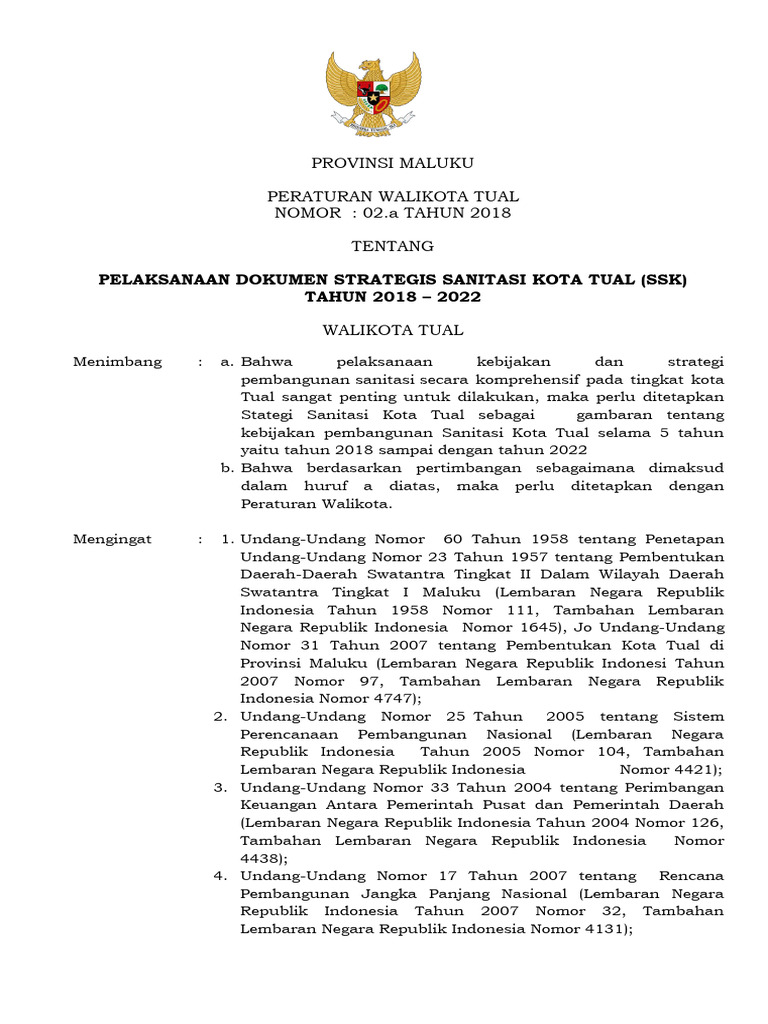 PERWALI SSK TAHUN 2018 | PDF