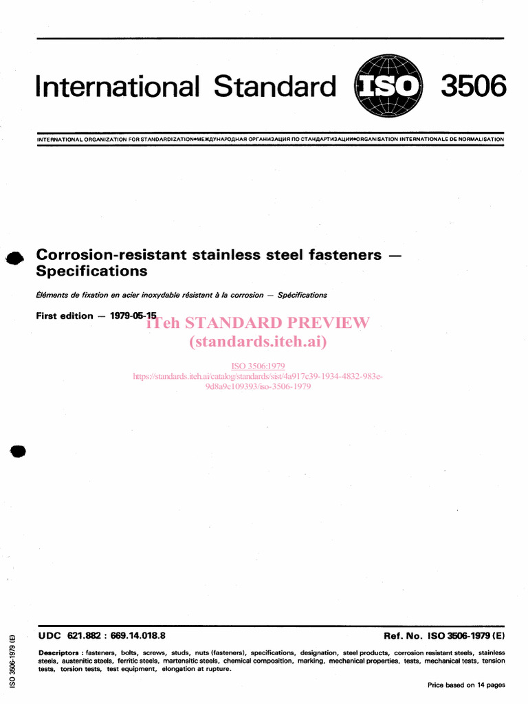 Iso 3506 1979 | PDF