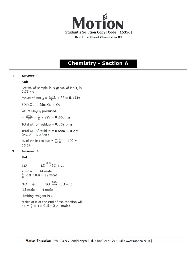 Practice Sheet Chemsitry - 01_Solutions | PDF