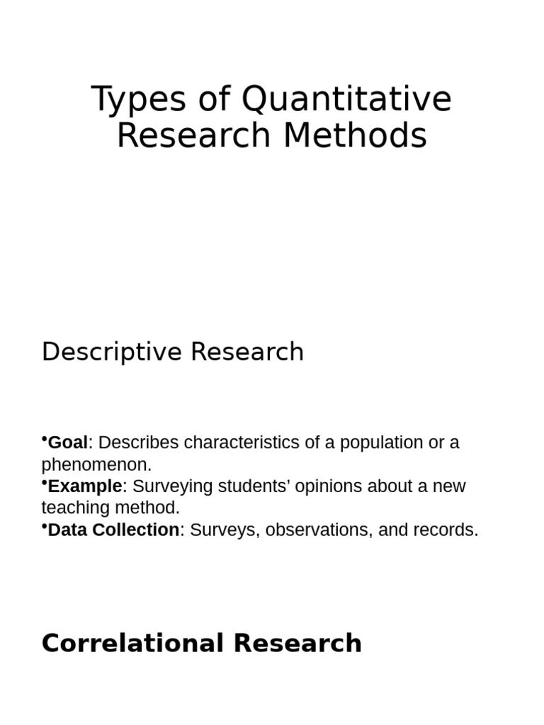 Types of Quantitative Research Methods | PDF