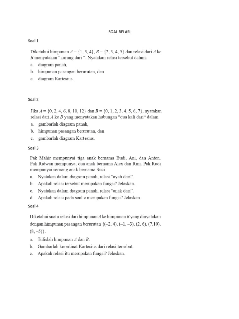 Soal Relasi | PDF