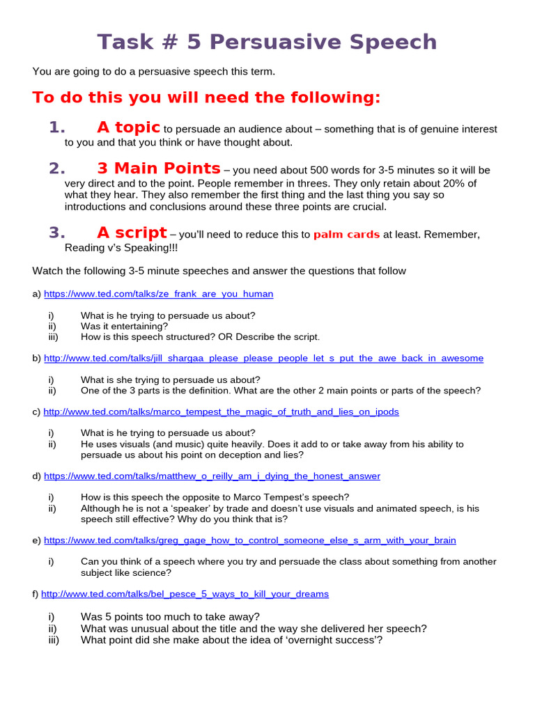 Exploring Persuasive Speeches Worksheet | PDF