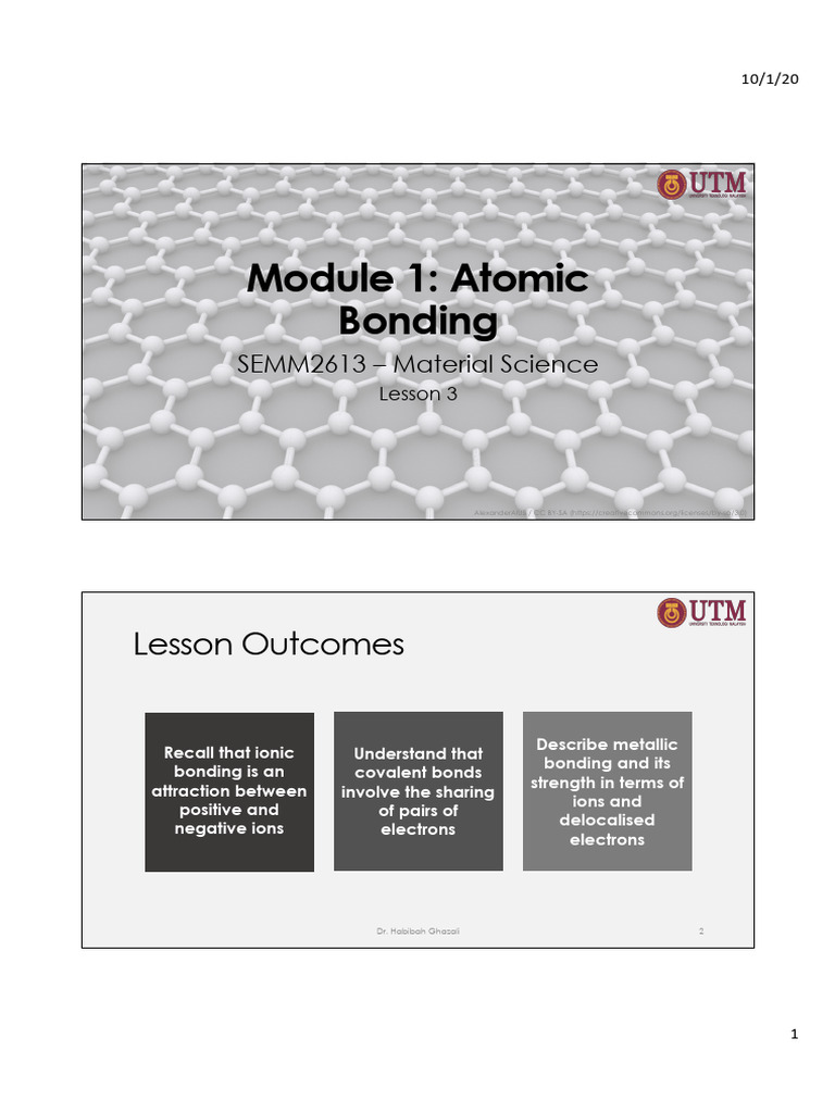 M1L3 - Atomic Bonding (Done) | PDF | Ionic Bonding | Chemical Bond