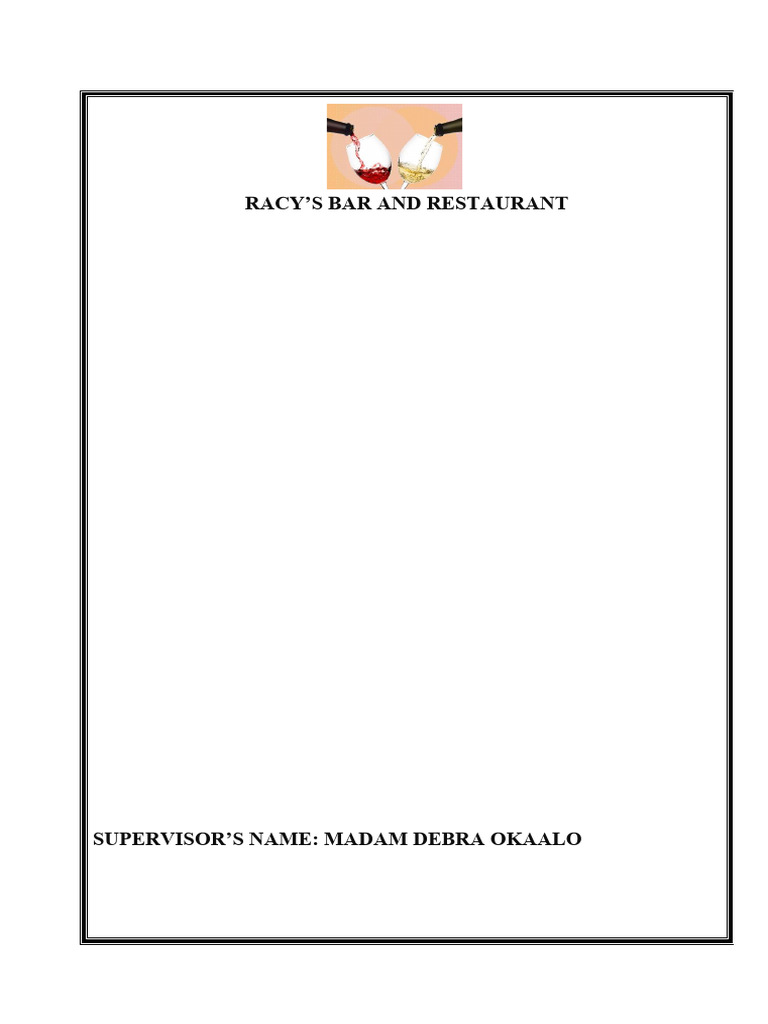 Business Plan For Racy S Restaurant Pdf Waiting Staff Marketing