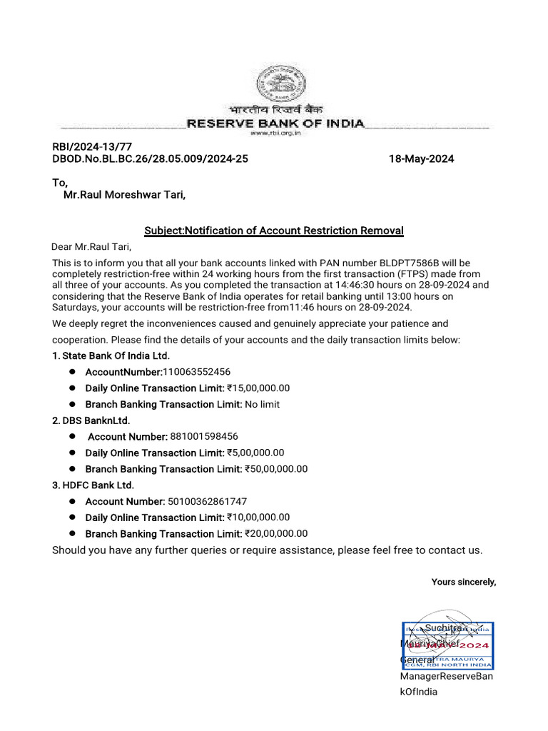 Rbi Letter Head292 | PDF