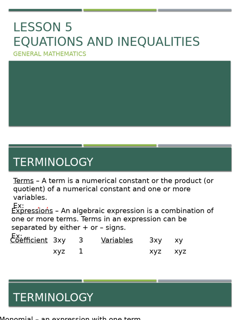Lesson 5 Equations Inequalities | PDF
