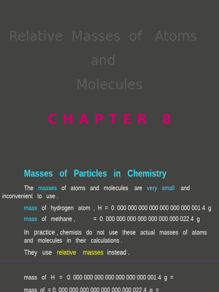 8 Relative Masses of Atoms and Molecules New | PDF