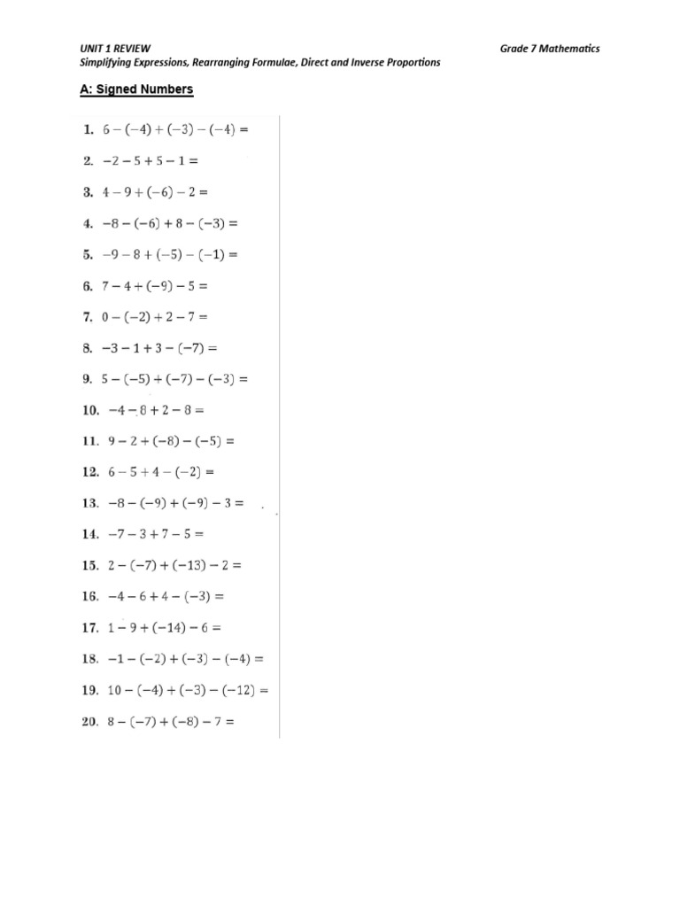 G7 Unit 1 Review | PDF