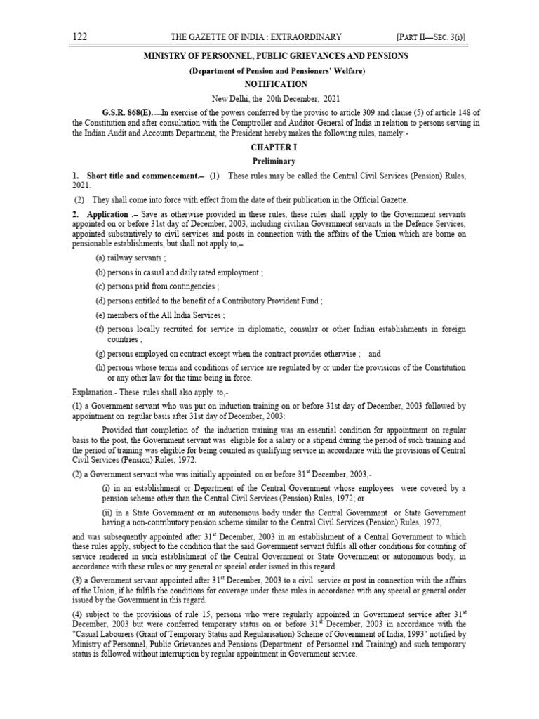 CCS Pension Rules 2021 English 1 60 | PDF