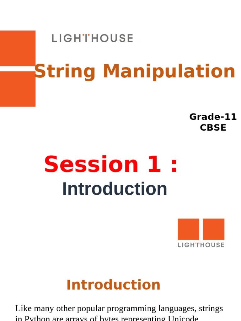 String Manipulation Session 1 String Introduction | PDF