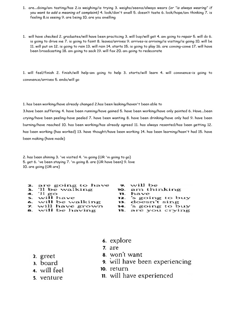 present future tenses answer key | PDF