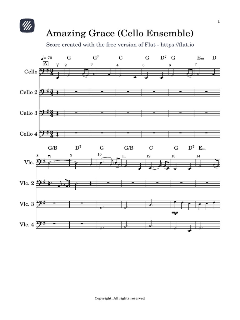 Amazing Grace (Cello Ensemble) | PDF