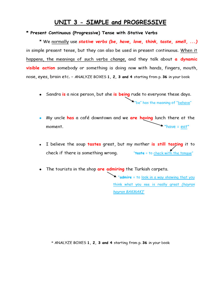 UNIT 3 - Lecturer Notes (Simple and Progressive With Action and Non ...