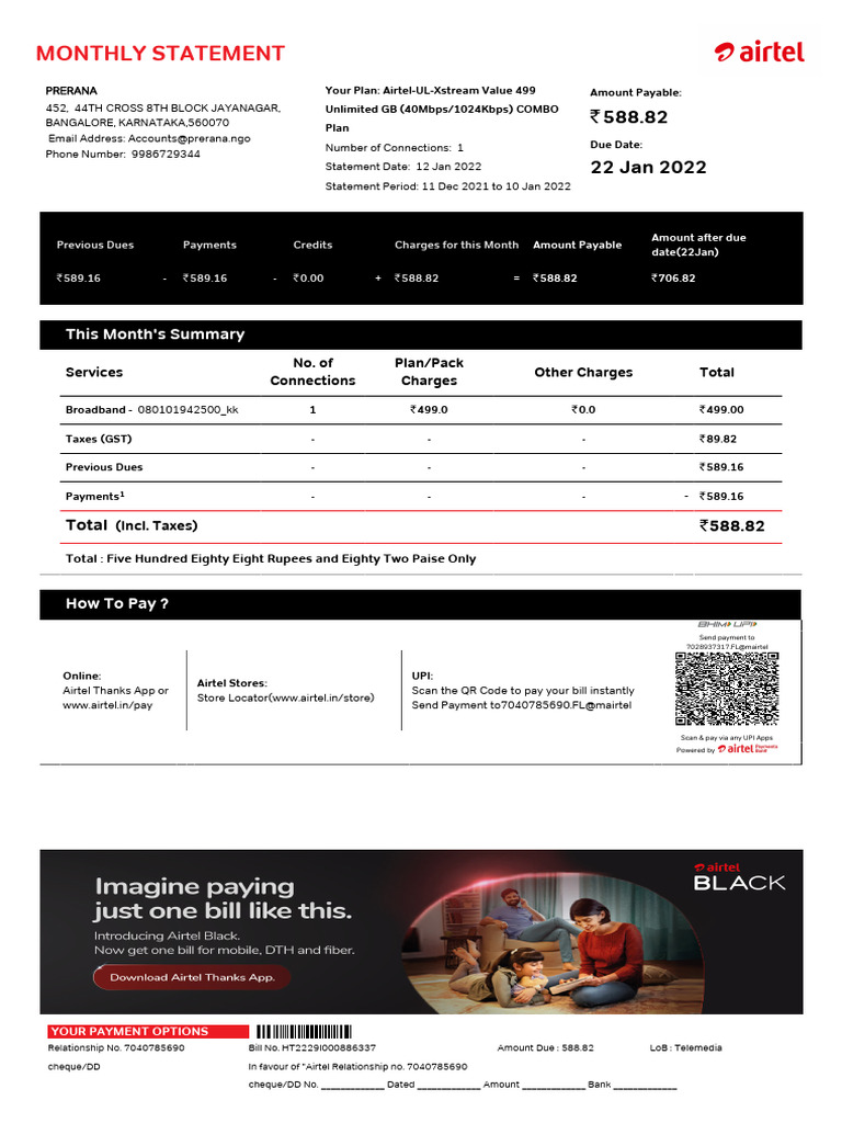 Prerana Airtel Bil | PDF
